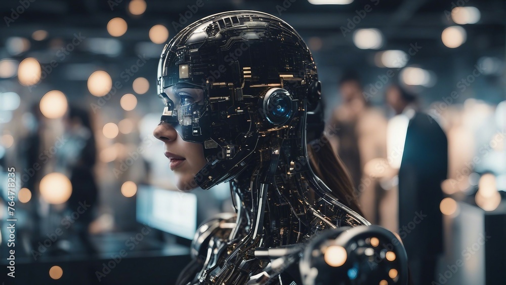 Ilustrace Generative AI. Robots replacing humans. human like robot ...