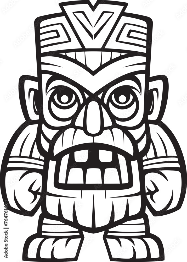Tiki Titan Iconic Vector Logo Featuring a Full Body Thick Lineart Tiki ...