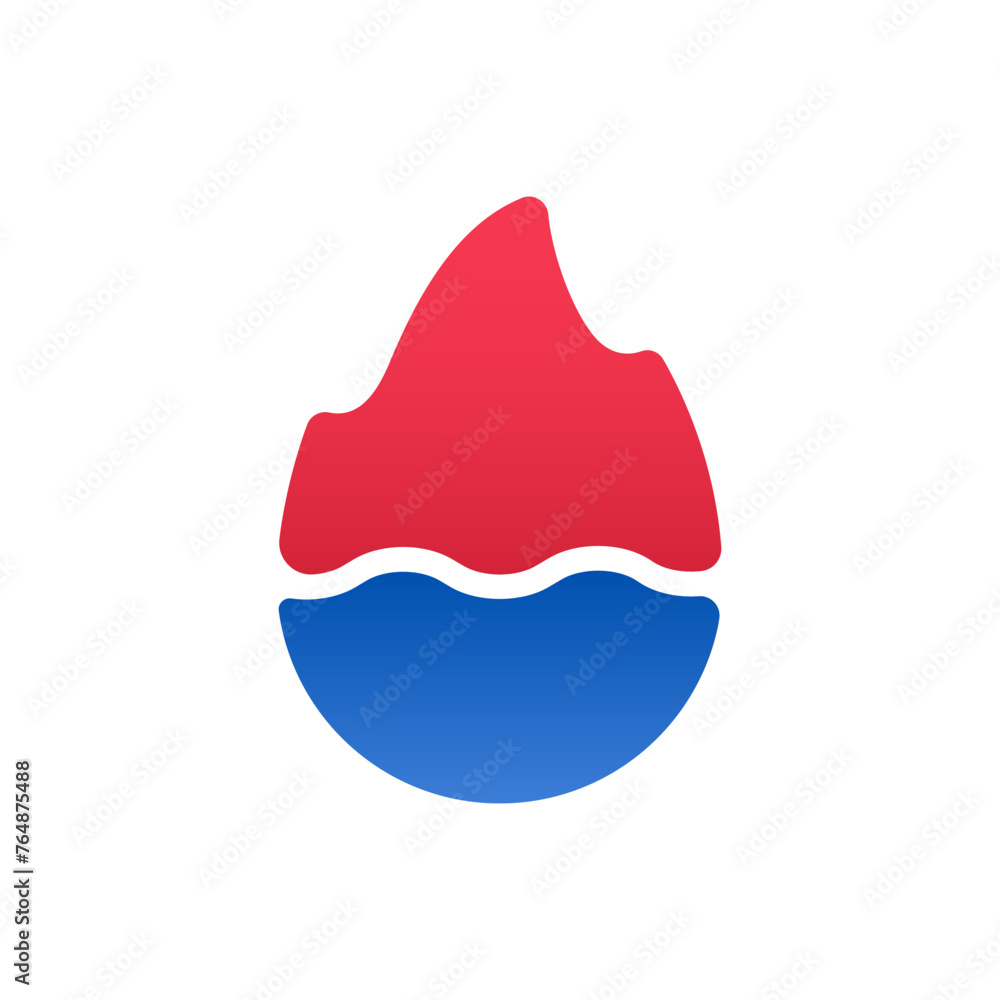 Hot Fire flame and a cold liquid water icon, the abstract symbol can be ...