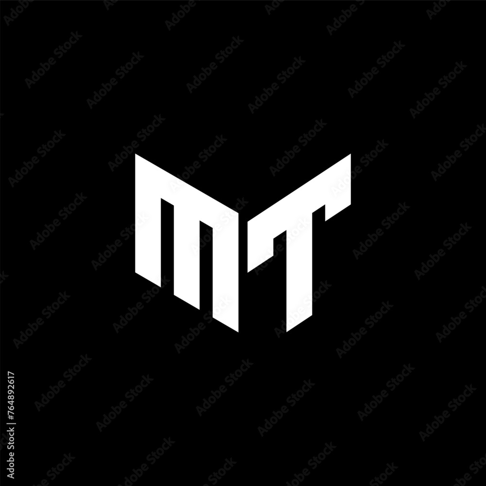 MT letter logo design with black background in illustrator. Vector logo ...