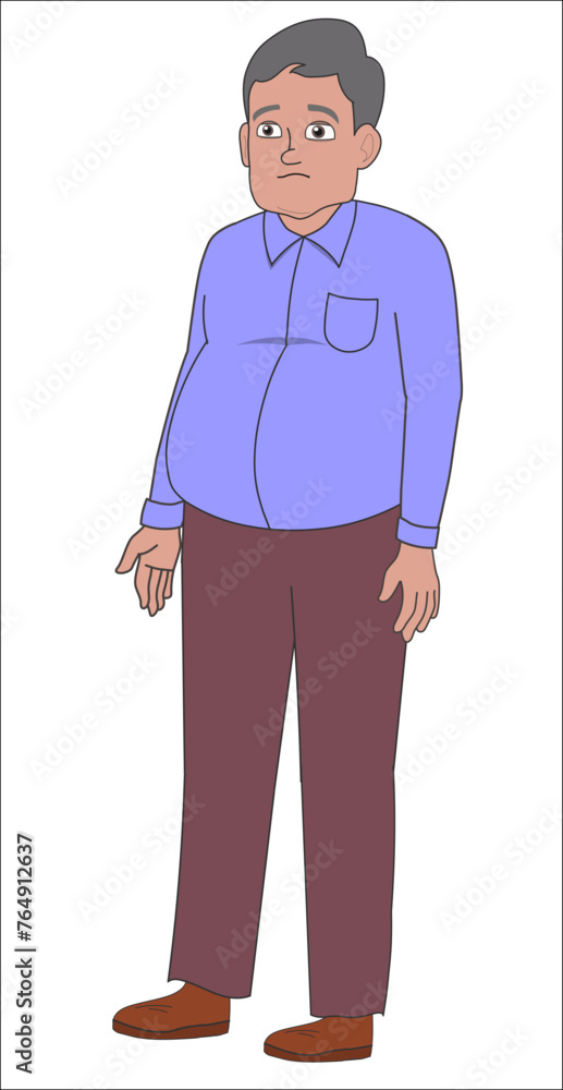 Indian Fat man character isolated on white background. Fat man in ...