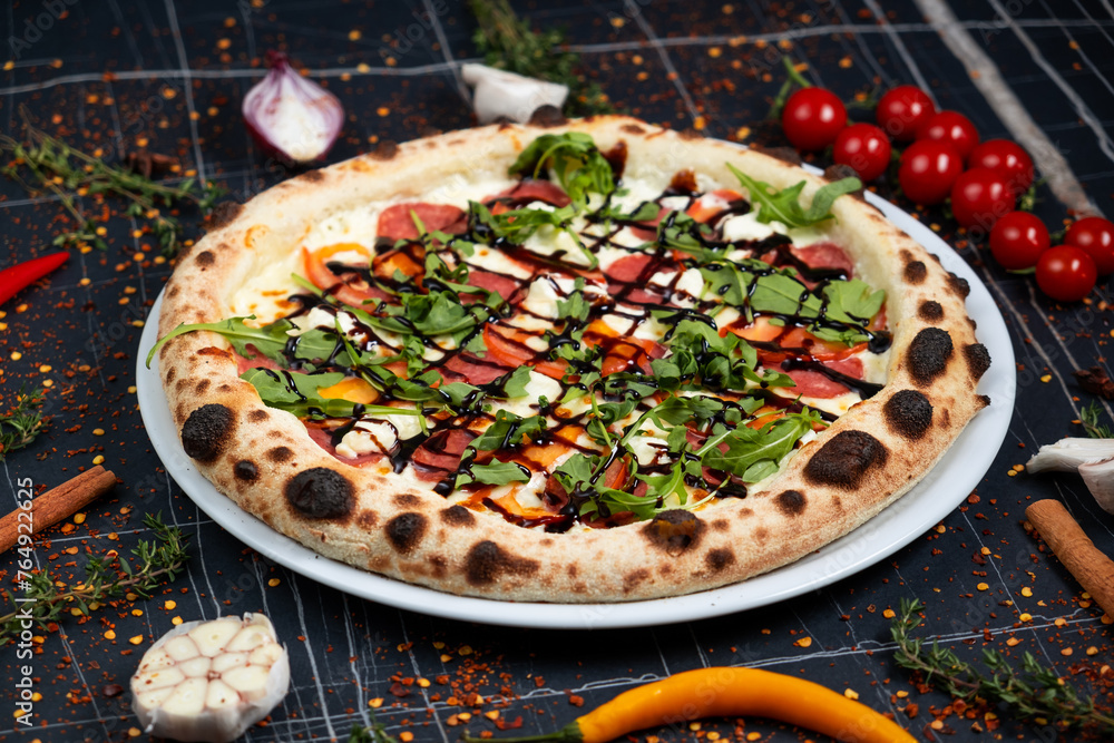 Pizza Napoletana, traditional and authentic Italian pizza baked in wood fired oven. Margherita ...