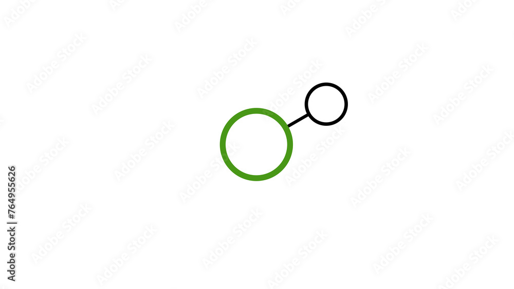 hydrofluoric acid molecule, structural chemical formula, ball-and-stick ...