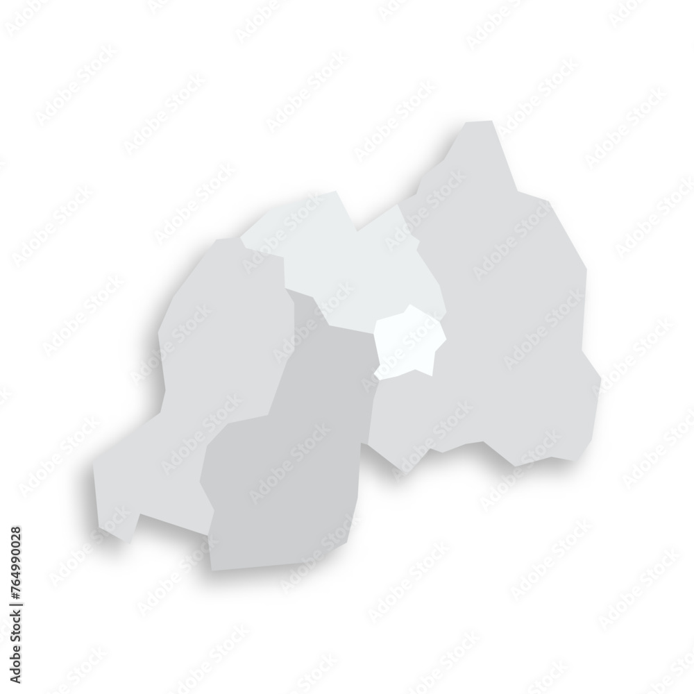 Rwanda political map of administrative divisions - provinces. Grey ...