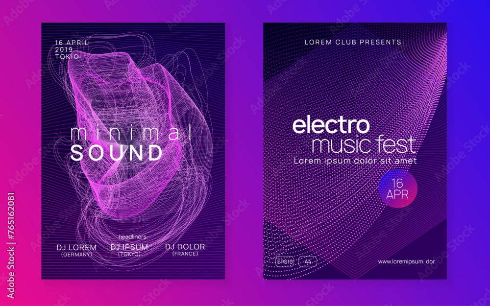 Dj Event. Soundwave Radio Invitation. Green Fest Background. Pink Dance ...