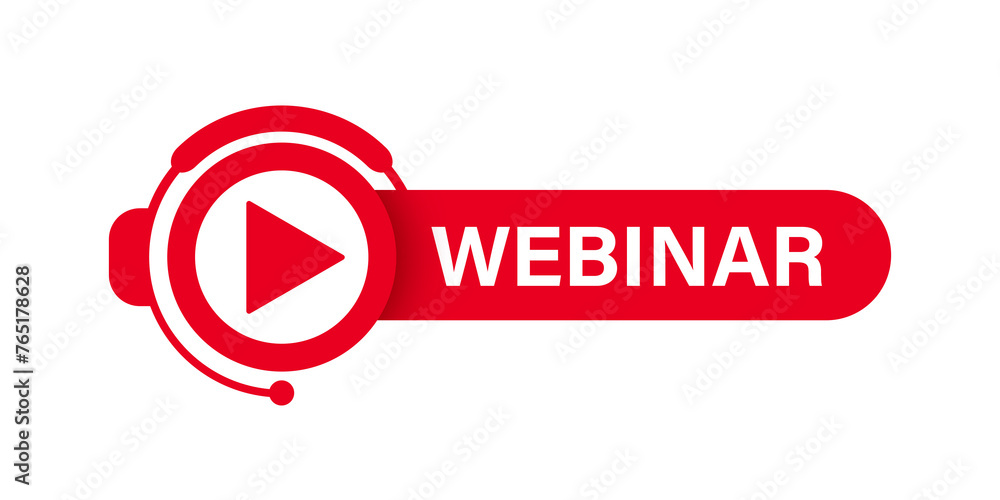 Red webinar banner. Vector PNG image isolated on white background ...