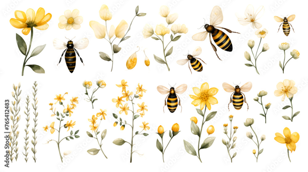 watercolor bee clipart for graphic resources Stock Illustration | Adobe ...