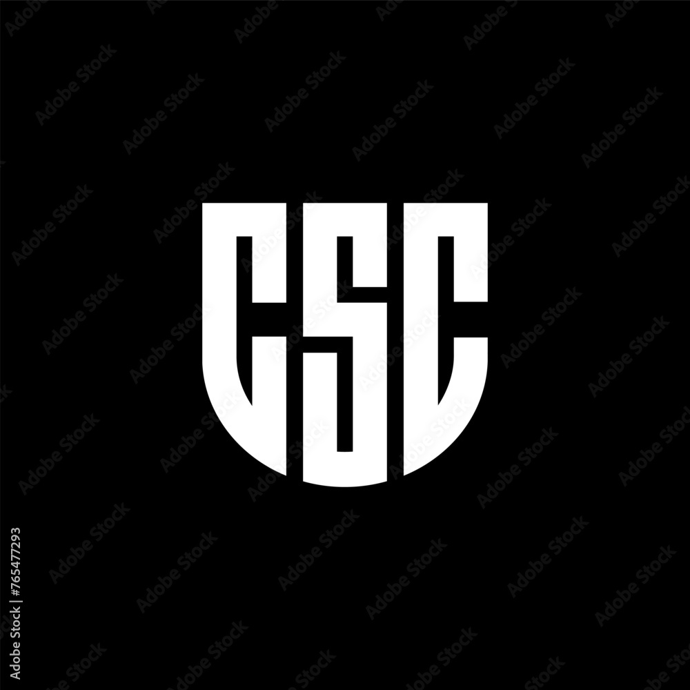 CSC letter logo design with black background in illustrator, cube logo ...