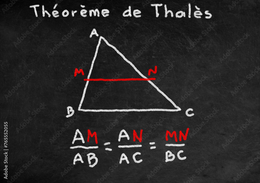 Le théorème de Thalès expliqué au tableau noir Stock Illustration ...