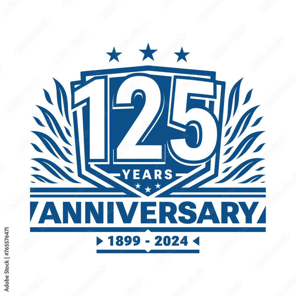 125 years anniversary celebration shield design template. 125th ...