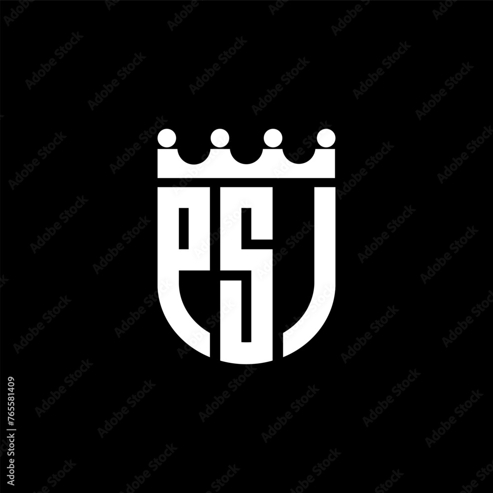 PSJ letter logo design with black background in illustrator, cube logo ...