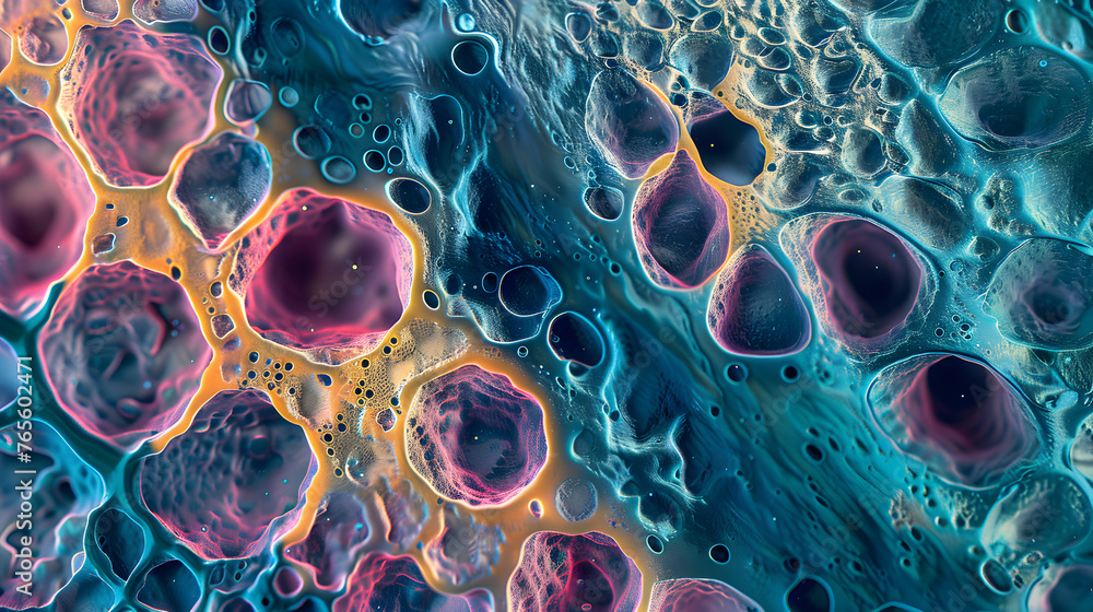 Human skin cells under the microscope, revealing the layered structure ...