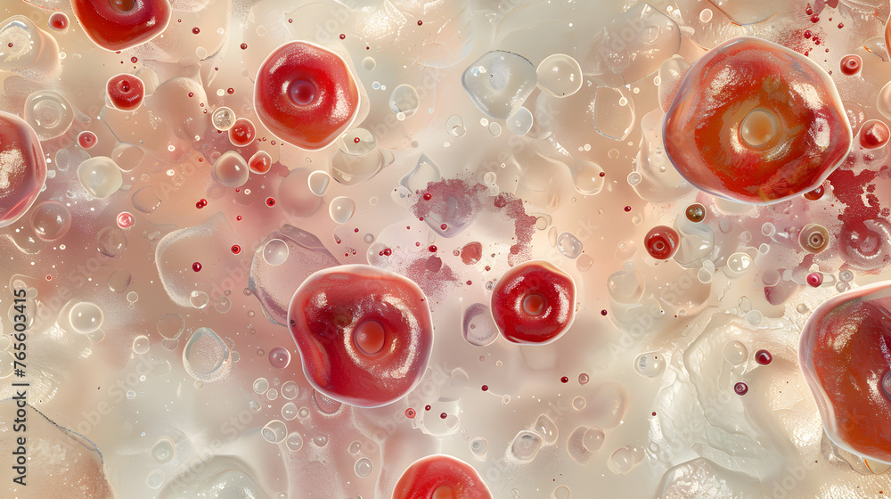 Human bone marrow cells under the microscope, focusing on the ...