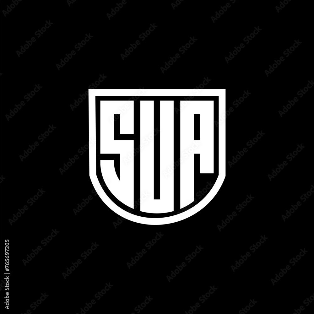 SUA letter logo design with black background in illustrator, cube logo ...