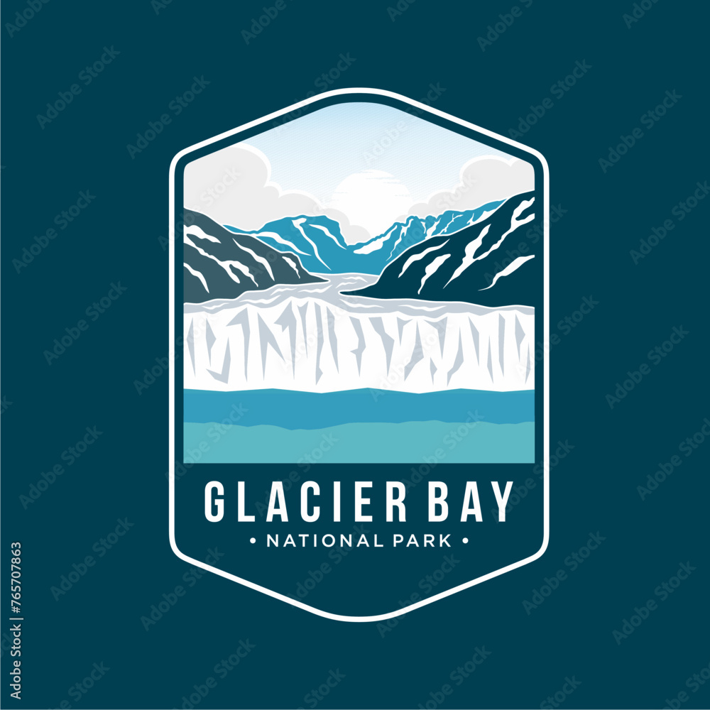 Glacier Bay National Park Emblem patch logo illustration Stock Vector ...