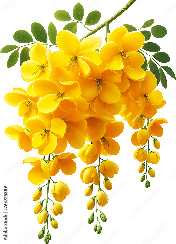 Cassia fistula, Kani Konna flower illustration without background PNG Image for Kerala festival ...