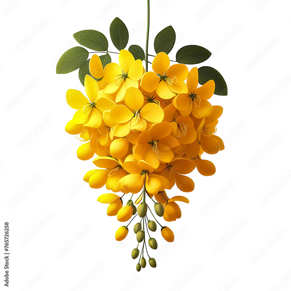 Cassia fistula, Kani Konna flower illustration without background PNG Image for Kerala festival ...