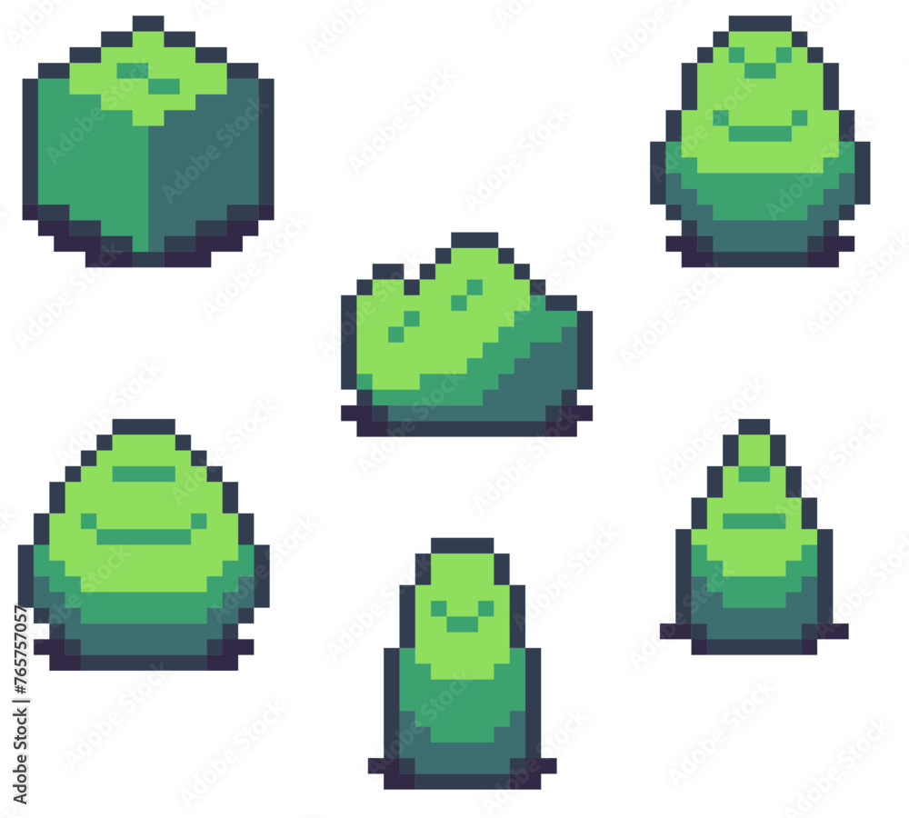 Pixel Art Bush Pack Color 2 16x16 Vector Stock Vector | Adobe Stock