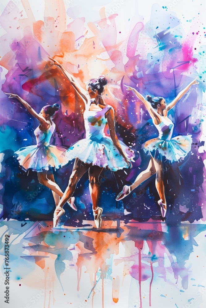 Ballet dancers gracefully perform a dance, showcasing exquisite ...