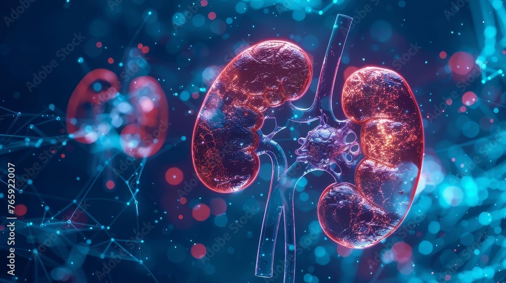 Detailed human kidneys anatomy cross-section showcasing structure and ...