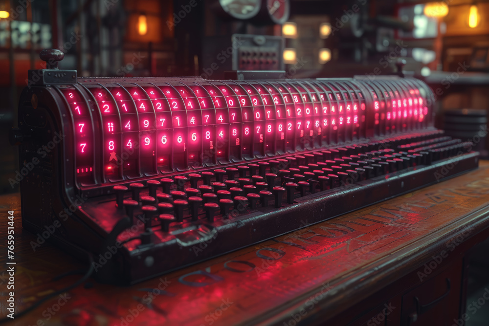 A Morse code machine tapping out messages with blinking lights ...