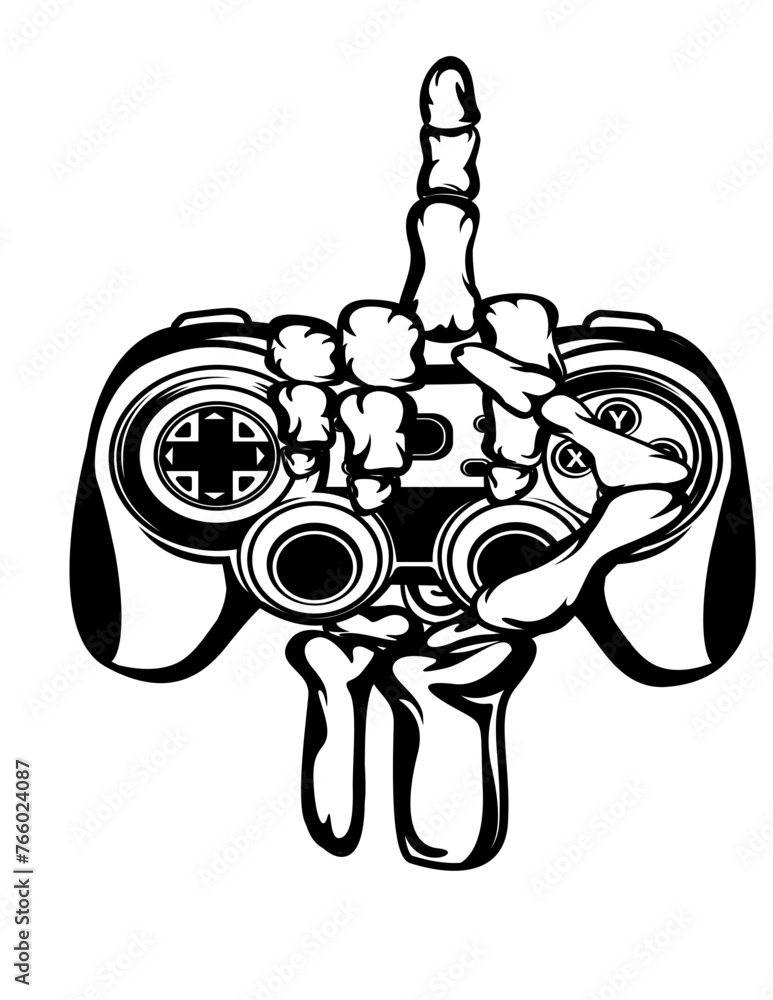 Image vectorielle Stock Middle Finger Game Controller | Skeleton Hand ...