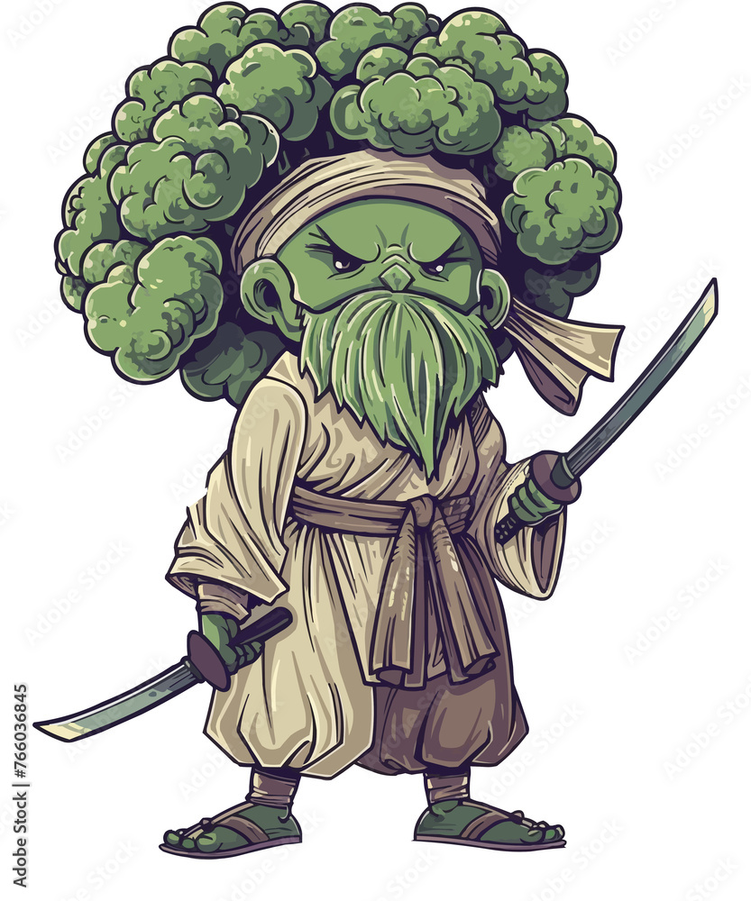 Stock-Illustration „Cool Samurai Broccoli / Vintaged Japanese Samurai ...