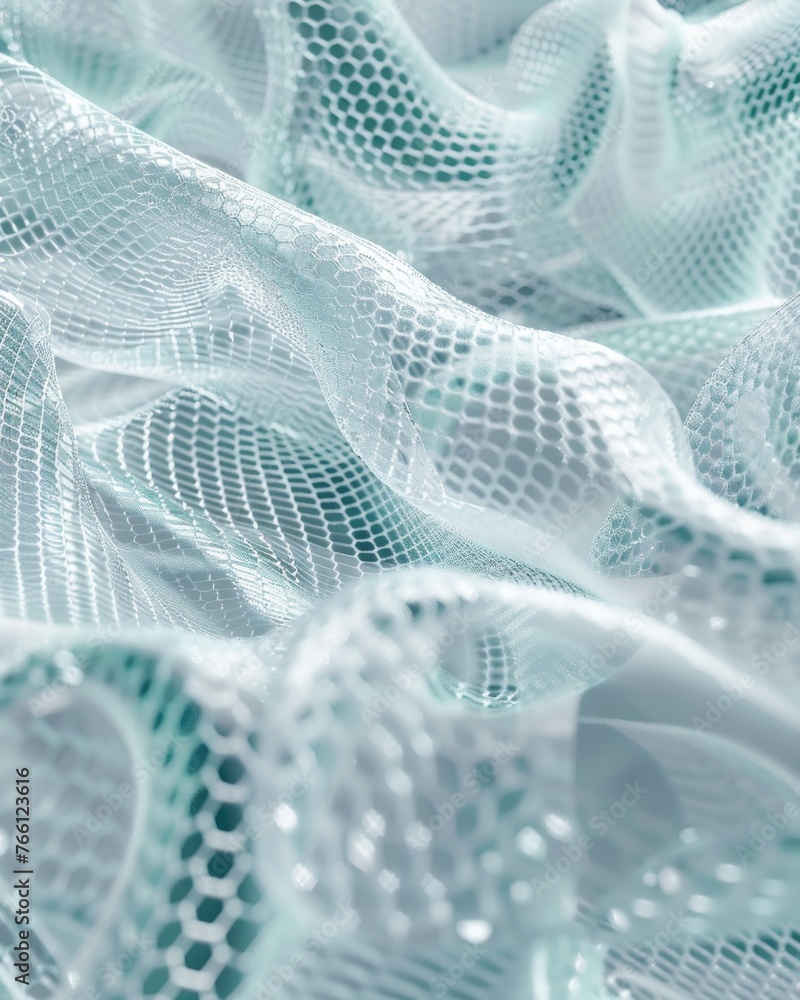 Closeup of fabric fibers under a bubble shield, preventing dust mite ...