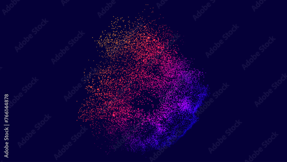 Particles Circle Frame. Particles Shockwave Effect on Dark Background ...