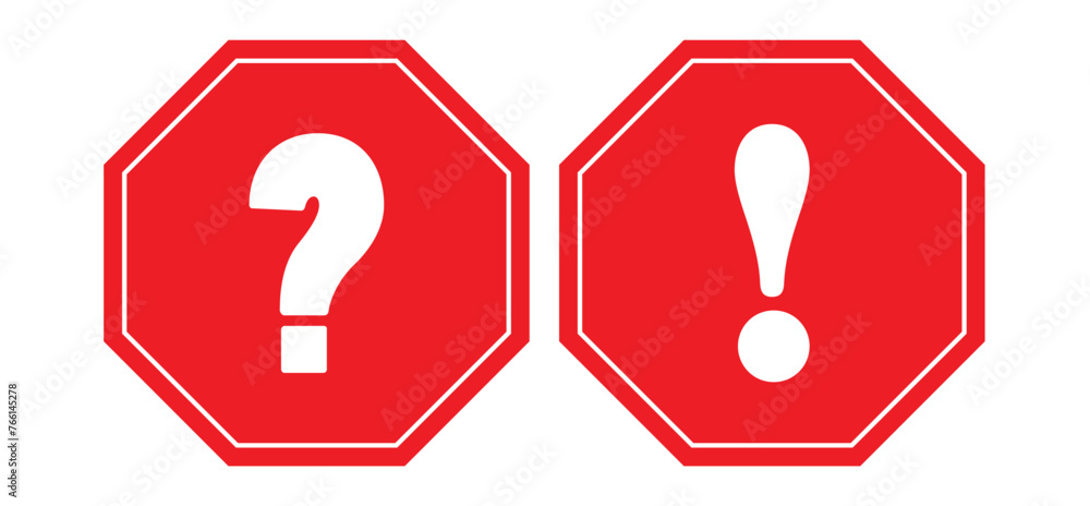 Doodle exclamation point and question sign mark set. Hand drawn sketch ...