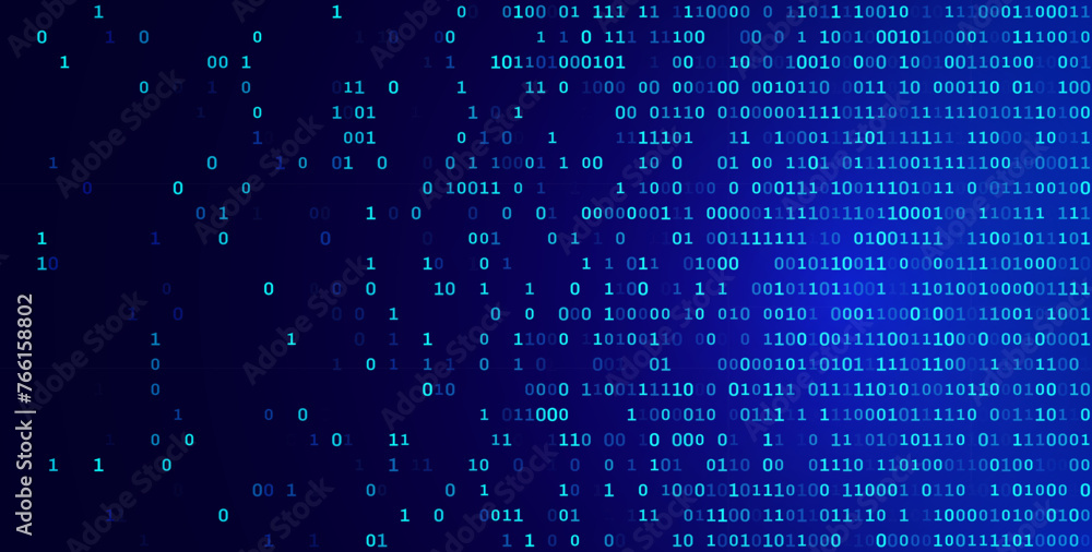 Blue Binary Data Software Programming Code Background. Random Parts of ...