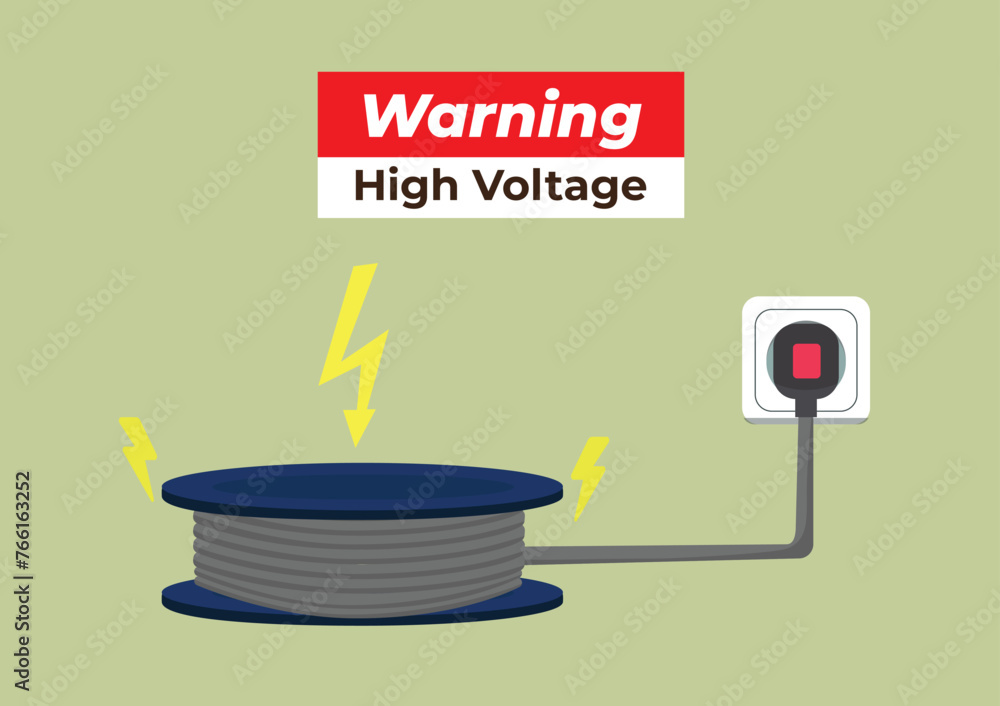 Warning high voltage on the cable reel can create a magnetic field ...