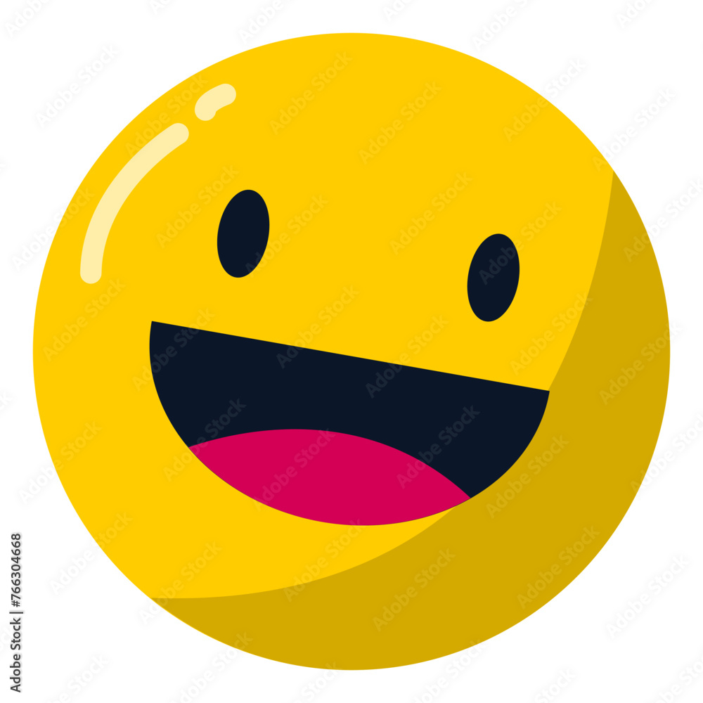 Emoji happy emoticon smile on has face isolated on white background ...