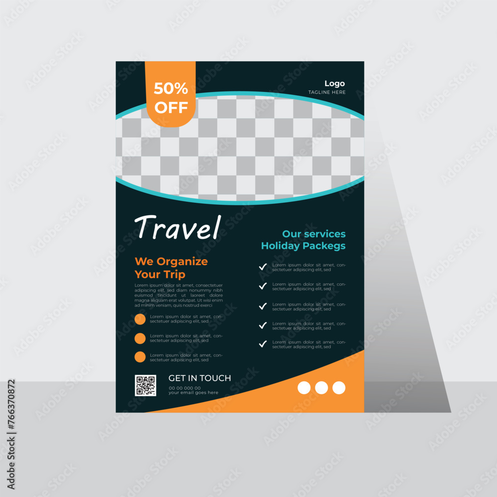 New travel flayer with wonderful colour combination. Professional ...