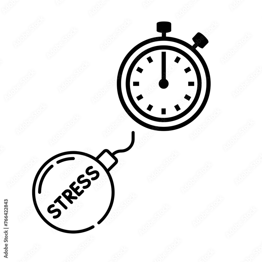 STRESS as a time bomb and silent killer. Isolated on transparent ...