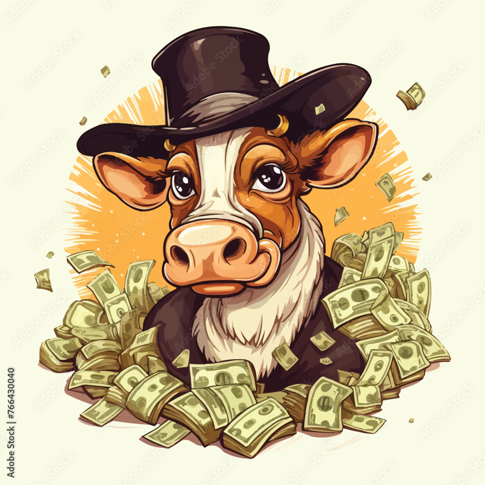 Cartoon Vector Humor Concept Illustration of Cash Cow Saying , cow ...