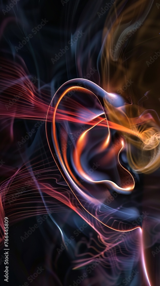 Zoomedin image of a bioengineered ear with sound wave sensors ...