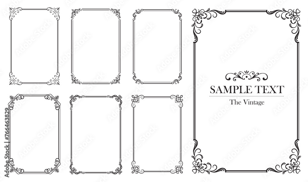 Set of Decorative vintage borders and frames set. Vector design. Photo ...