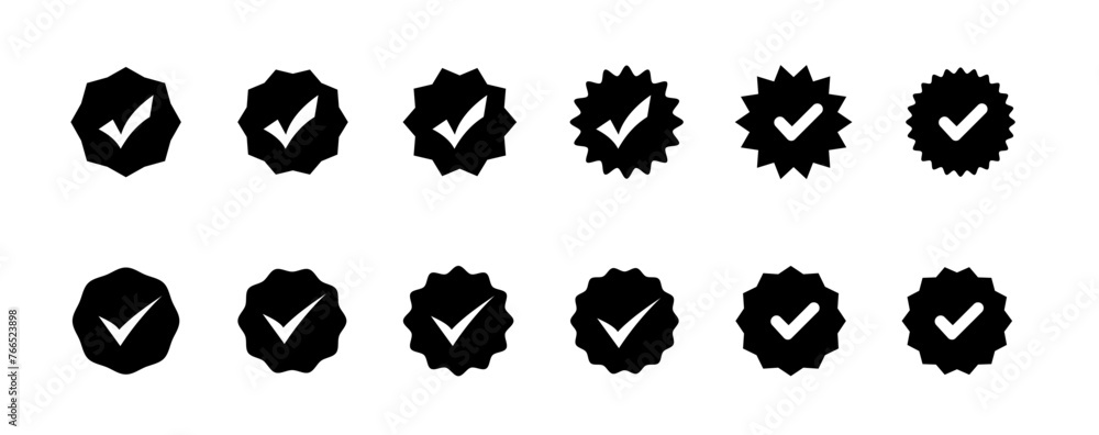 tick verified badge icon vector. checkmarks set. Profile verification ...