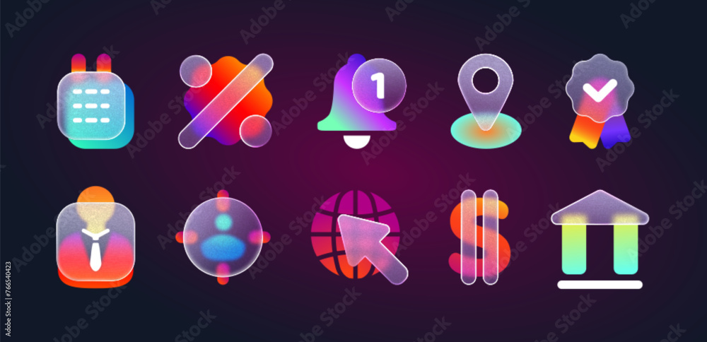 3d glassmorphism icons for website or mobile app. Transparent frosted ... 3d glassmorphism icons for website or mobile app. Transparent frosted ...