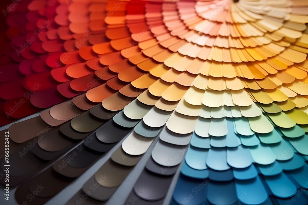 Color palette. Detailed view of color swatches in a fan arrangement ...