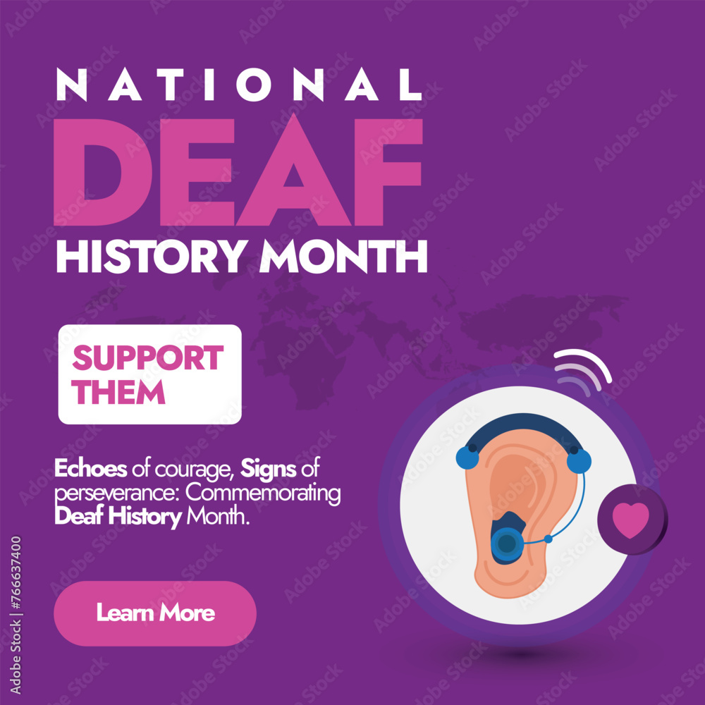 National Deaf History Month. Deaf History Month celebration banner with ...