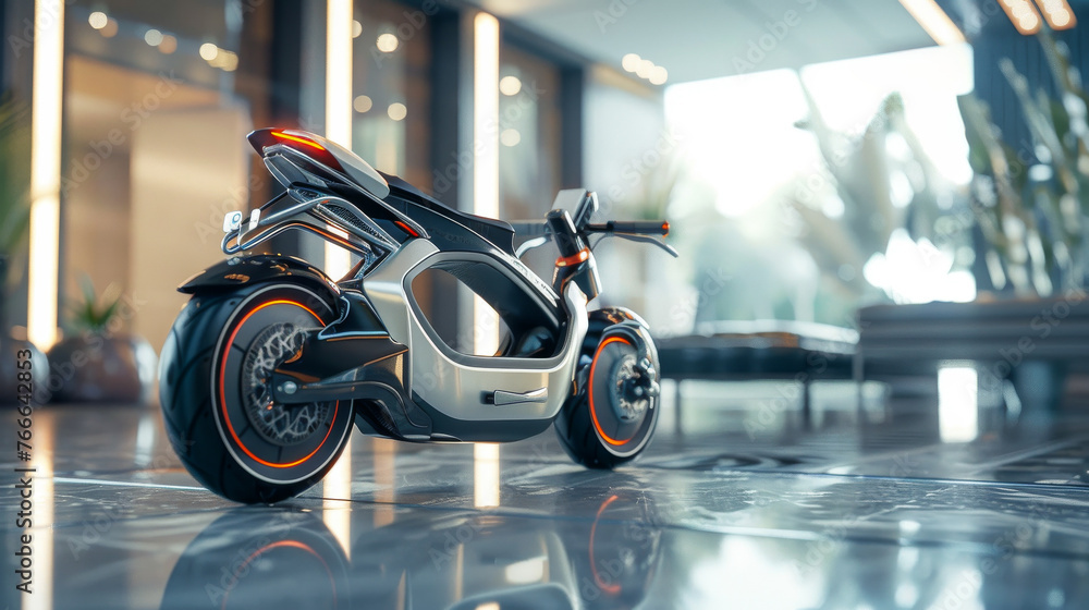 3D model of an innovative e-scooter with foldable design and solar ...