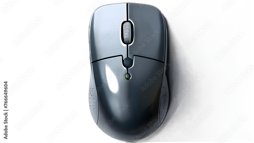 Wireless black computer mouse top view. Isolated png with transparency ...