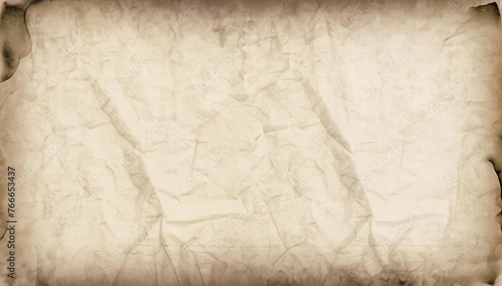 Grunge empty crumpled paper background frame with vignette border ...