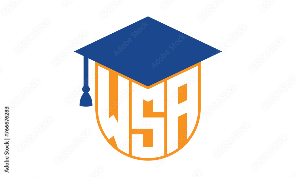 WSA initial letter academic logo design vector template. school college ...