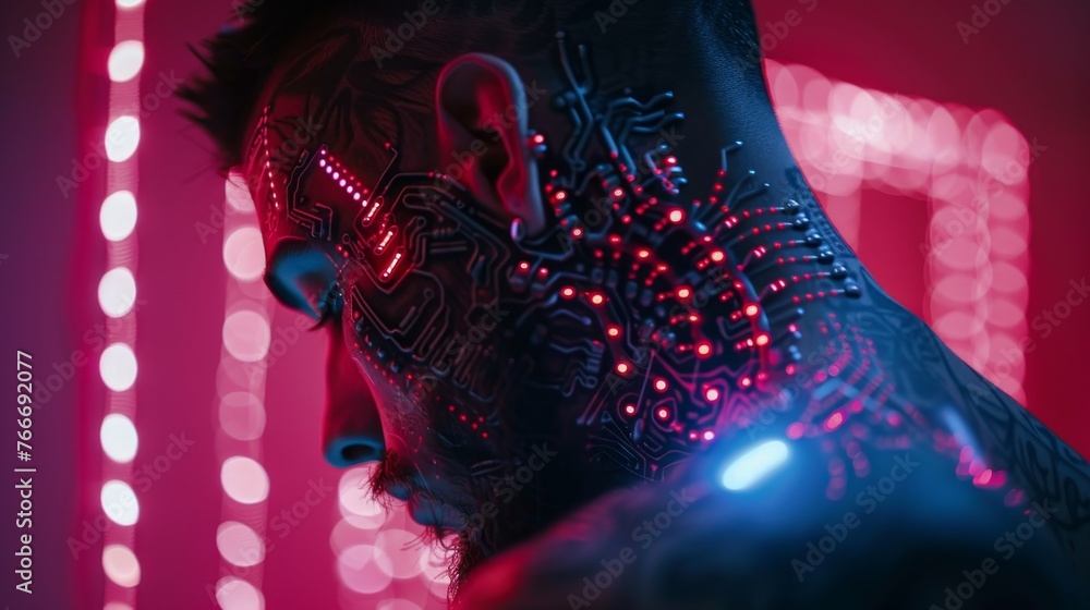 Cybernetic Body Modifications Detailed shots of futuristic cybernetic ...