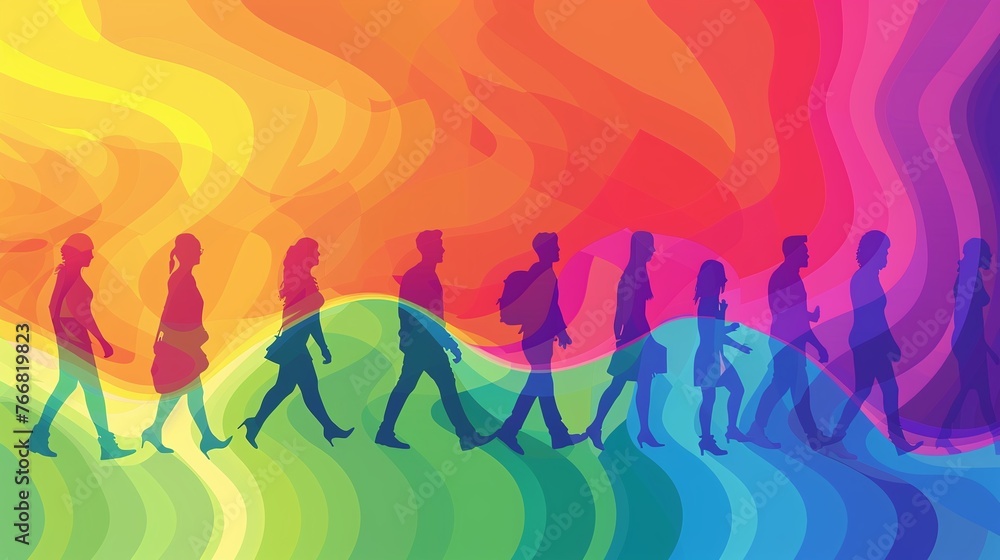 pride community with rainbow colors and people silhouettes in an ...