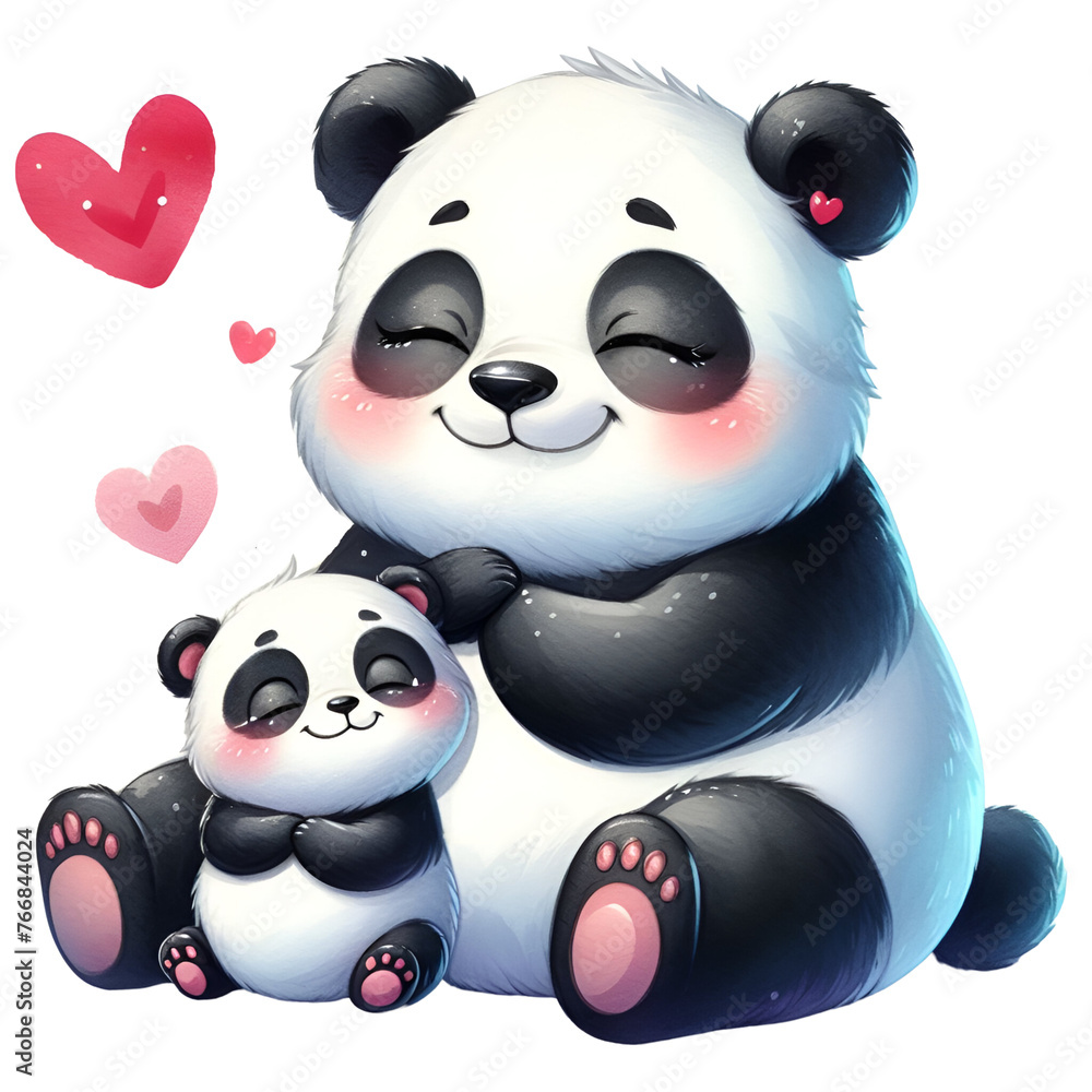 Ilustración de Stock Watercolor Cute Happy Mother's Day Panda clipart ...