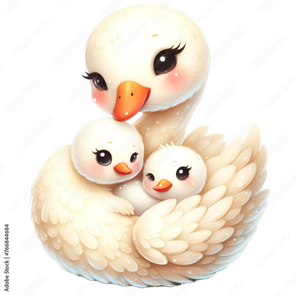 Watercolor Mom and Baby Swan Clipart Mother and Baby PNG Mother's Day ...